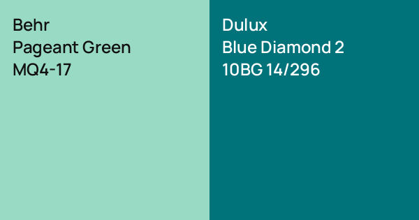 Behr Pageant Green vs. Dulux Blue Diamond 2 comparison