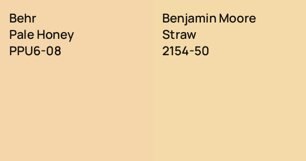 Behr Pale Honey vs. Benjamin Moore Straw comparison