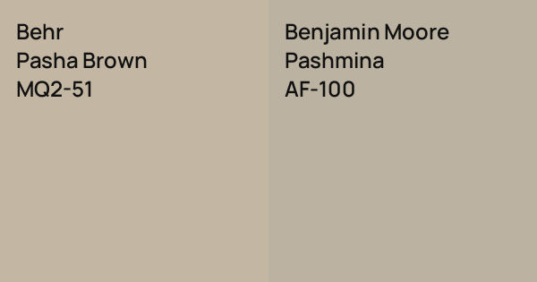 Behr Pasha Brown vs. Benjamin Moore Pashmina comparison
