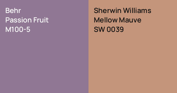Behr Passion Fruit vs. Sherwin Williams Mellow Mauve comparison