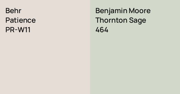 Behr Patience vs. Benjamin Moore Thornton Sage comparison