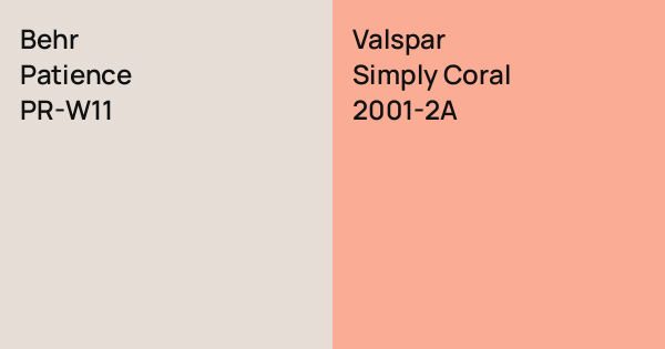 Behr Patience vs. Valspar Simply Coral comparison