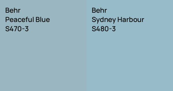 Behr Peaceful Blue vs. Behr Sydney Harbour comparison