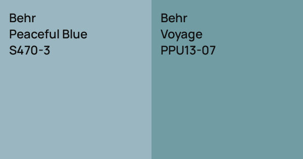 Behr Peaceful Blue vs. Behr Voyage comparison