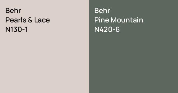 Behr Pearls & Lace vs. Behr Pine Mountain comparison
