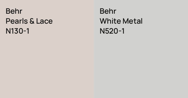 Behr Pearls & Lace vs. Behr White Metal comparison