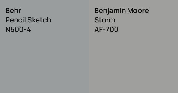 Behr Pencil Sketch vs. Benjamin Moore Storm comparison