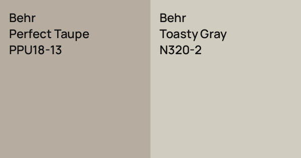 Behr Perfect Taupe vs. Behr Toasty Gray comparison
