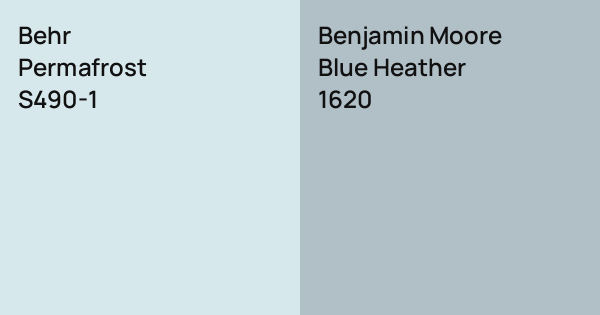 Behr Permafrost vs. Benjamin Moore Blue Heather comparison