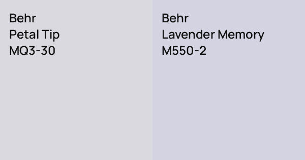 Behr Petal Tip vs. Behr Lavender Memory comparison