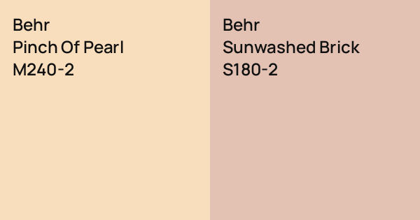 Behr Pinch Of Pearl vs. Behr Sunwashed Brick comparison