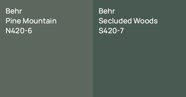 Behr Pine Mountain vs. Behr Secluded Woods comparison