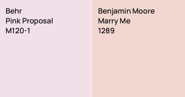 Behr Pink Proposal vs. Benjamin Moore Marry Me comparison