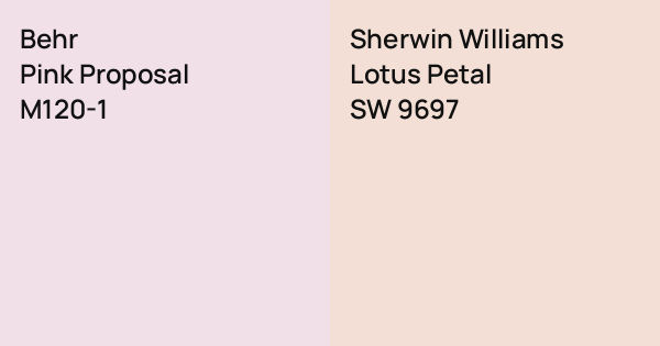 Behr Pink Proposal vs. Sherwin Williams Lotus Petal comparison