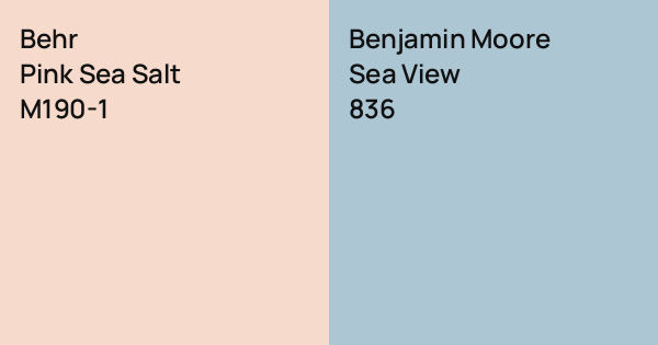 Behr Pink Sea Salt vs. Benjamin Moore Sea View comparison