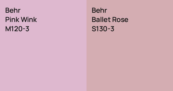 Behr Pink Wink vs. Behr Ballet Rose comparison