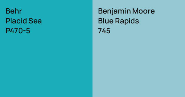 Behr Placid Sea vs. Benjamin Moore Blue Rapids comparison