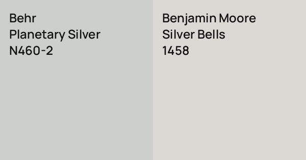 Behr Planetary Silver vs. Benjamin Moore Silver Bells comparison