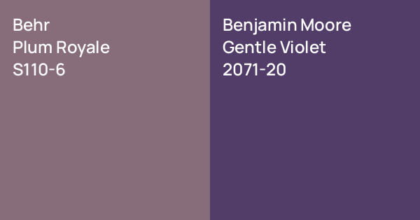 Behr Plum Royale vs. Benjamin Moore Gentle Violet comparison