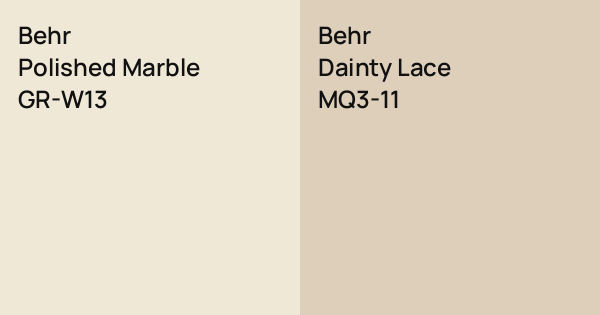 Behr Polished Marble vs. Behr Dainty Lace comparison