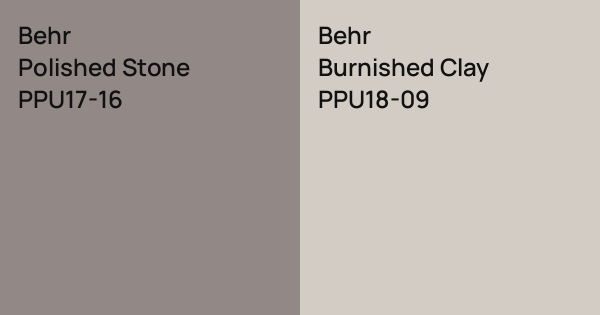 Behr Polished Stone vs. Behr Burnished Clay comparison