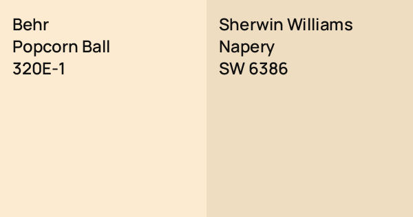 Behr Popcorn Ball vs. Sherwin Williams Napery comparison