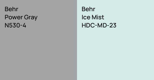 Behr Power Gray vs. Behr Ice Mist comparison