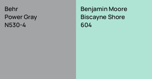 Behr Power Gray vs. Benjamin Moore Biscayne Shore comparison
