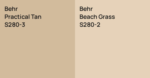 Behr Practical Tan vs. Behr Beach Grass comparison