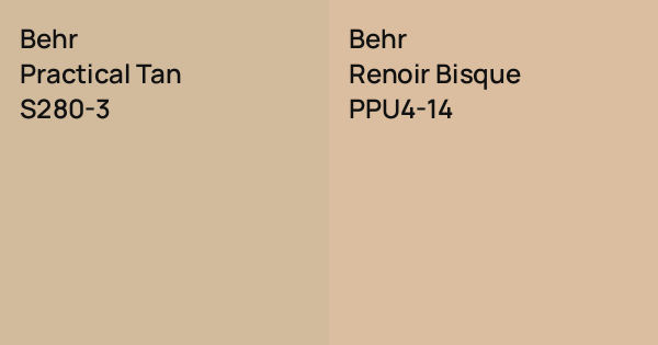 Behr Practical Tan vs. Behr Renoir Bisque comparison