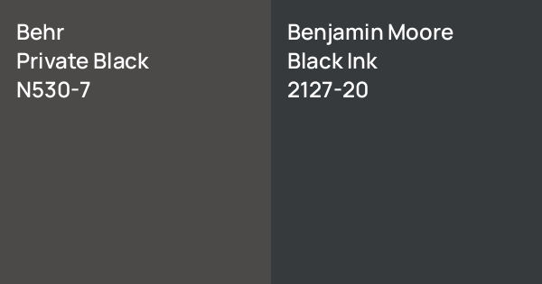 Behr Private Black vs. Benjamin Moore Black Ink comparison