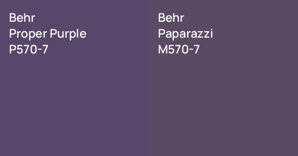 Behr Proper Purple vs. Behr Paparazzi comparison