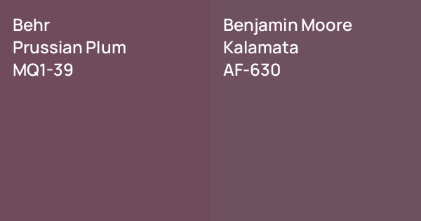 Behr Prussian Plum vs. Benjamin Moore Kalamata comparison