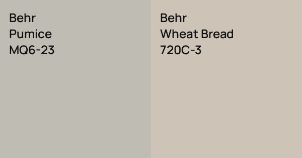 Behr Pumice vs. Behr Wheat Bread comparison