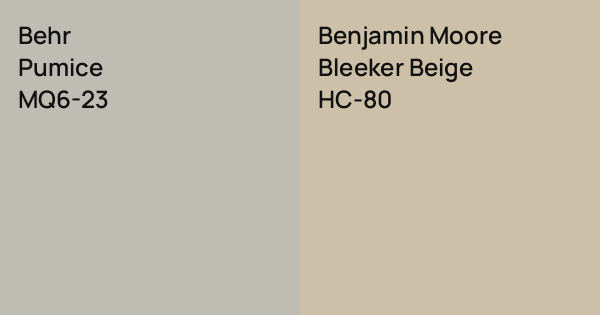 Behr Pumice vs. Benjamin Moore Bleeker Beige comparison