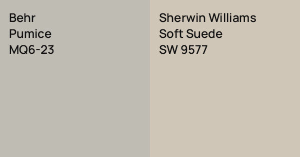 Behr Pumice vs. Sherwin Williams Soft Suede comparison