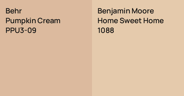 Behr Pumpkin Cream vs. Benjamin Moore Home Sweet Home comparison