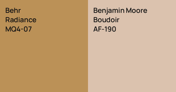 Behr Radiance vs. Benjamin Moore Boudoir comparison