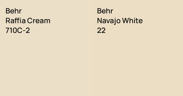 Behr Raffia Cream vs. Behr Navajo White comparison