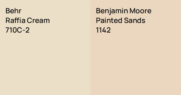 Behr Raffia Cream vs. Benjamin Moore Painted Sands comparison