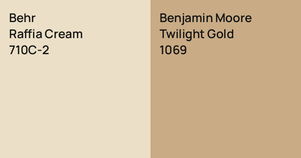 Behr Raffia Cream vs. Benjamin Moore Twilight Gold comparison