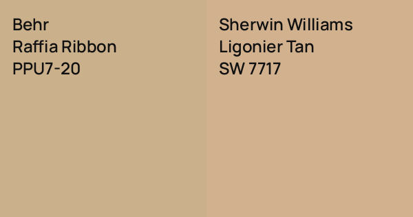 Behr Raffia Ribbon vs. Sherwin Williams Ligonier Tan comparison