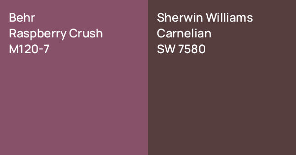 Behr Raspberry Crush vs. Sherwin Williams Carnelian comparison