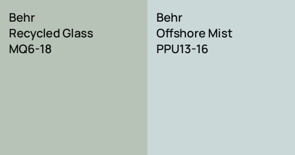 Behr Recycled Glass vs. Behr Offshore Mist comparison