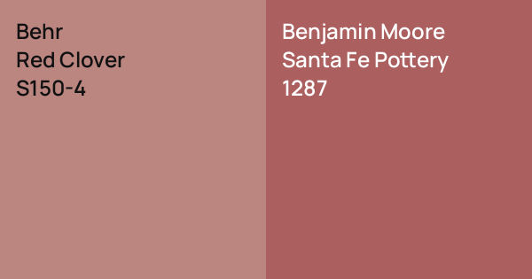 Behr Red Clover vs. Benjamin Moore Santa Fe Pottery comparison