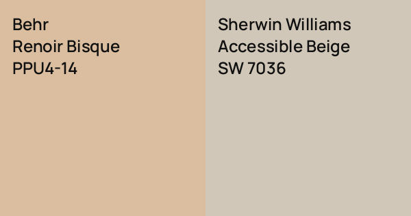 Behr Renoir Bisque vs. Sherwin Williams Accessible Beige comparison