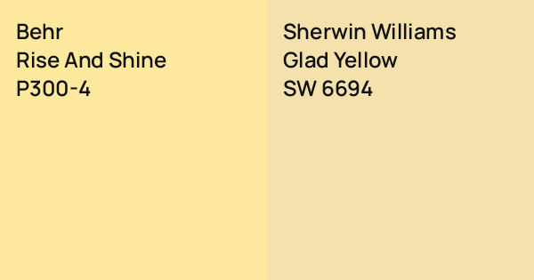 Behr Rise And Shine vs. Sherwin Williams Glad Yellow comparison