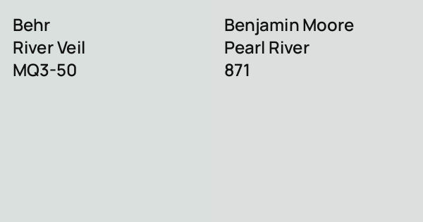 Behr River Veil vs. Benjamin Moore Pearl River comparison