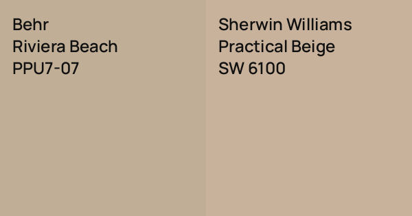 Behr Riviera Beach vs. Sherwin Williams Practical Beige comparison