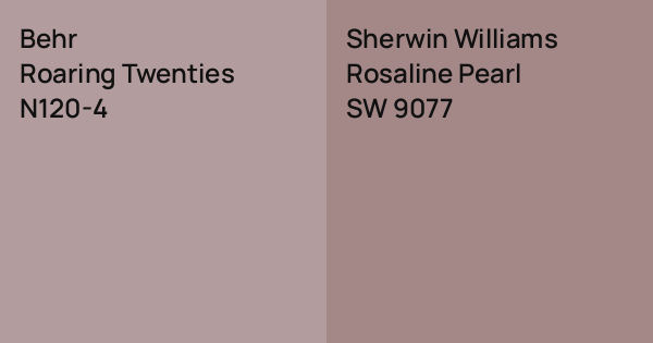 Behr Roaring Twenties vs. Sherwin Williams Rosaline Pearl comparison